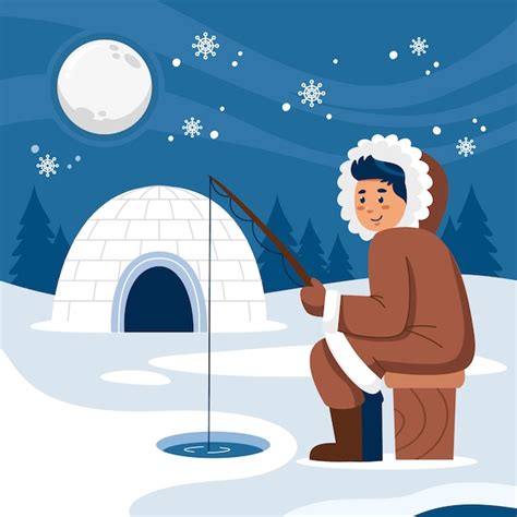 Free Vector Flat Eskimo Illustration Free Vector Flat Eskimo Illustration
