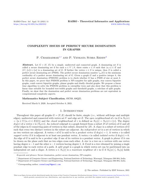 pdf complexity issues of perfect secure domination in graphs