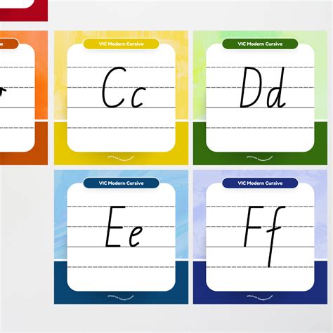 Victorian Modern Cursive Font Lined Handwriting Posters Rainbow Ted And Talented Teacher