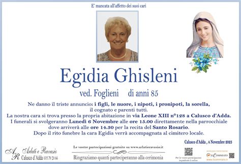 Ghisleni Egidia Arlati E Ravasio Onoranze Funebri