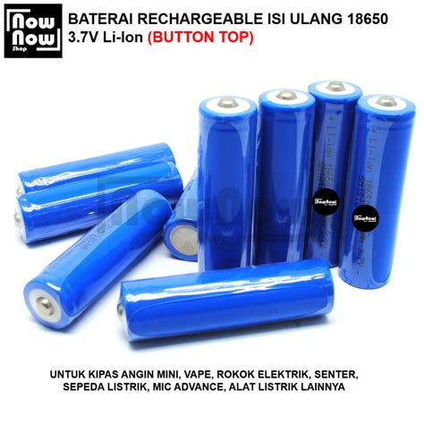 Baterai Rechargeable Isi Ulang V Button Top Ujung Menonjol Li Ion Kipas Angin Mini Vape