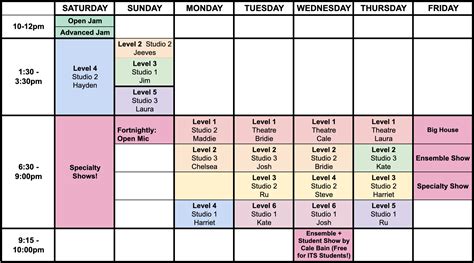 Class Timetable ITS Improv Theatre Sydney