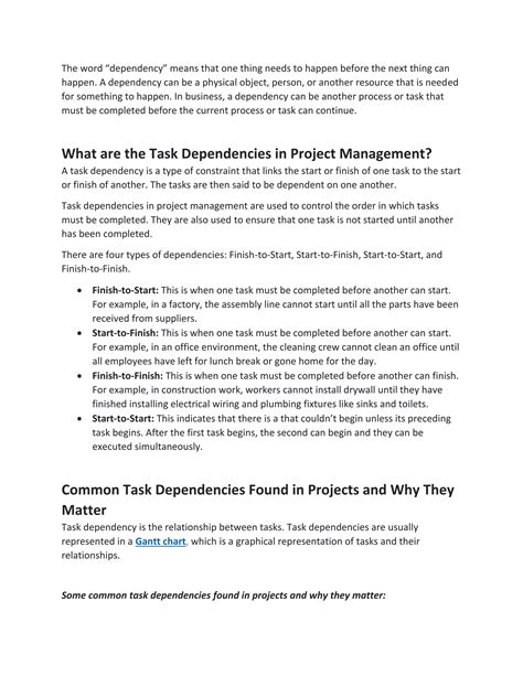 What Are Task Dependencies In Project Management Slidesharedocx