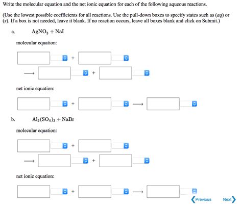 Solved Write The Molecular Equation And The Net Ionic Chegg Com
