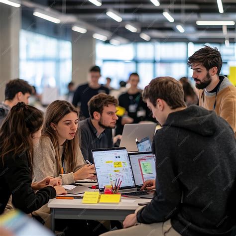 Vibrant Hackathon Event With Young Coders Premium Ai Generated Image