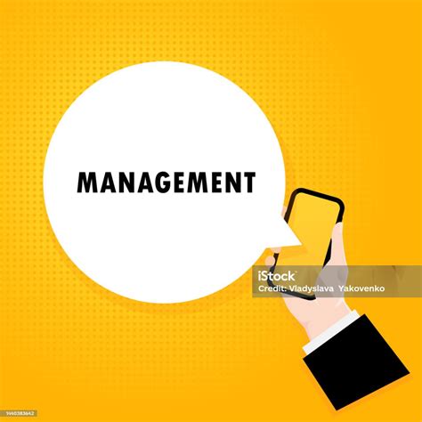 경영 거품 텍스트와 스마트 폰 텍스트 관리가 있는 포스터입니다 코믹 복고풍 스타일 전화 앱 음성 거품 벡터 Eps 10 백그라운드에서 격리 건축물에 대한 스톡 벡터 아트 및