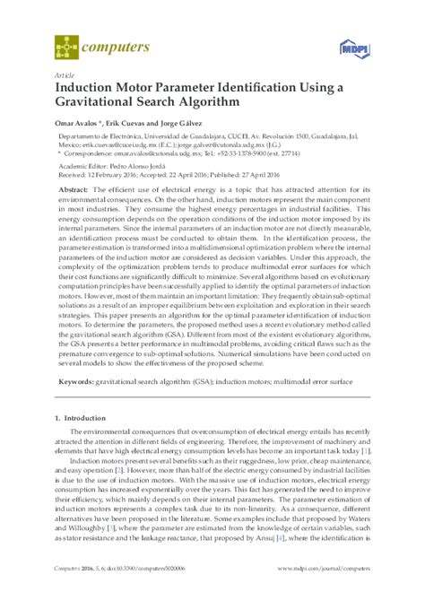 Pdf Induction Motor Parameter Identification Using A Gravitational