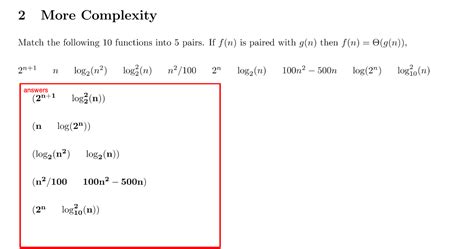 Solved More Complexity Match The Following Functions Chegg