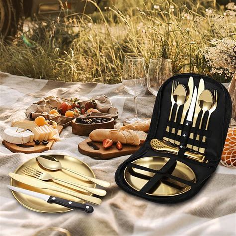 Cheap 10 Pcs Portable Tableware Set Camping Picnic Tableware Set