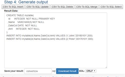 Convert Csv To Sql Statementscsv To Sql Statement Online Converter