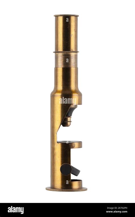 Vintage Brass Microscope Small Hand Microscope From The 20th Century Isolated On White