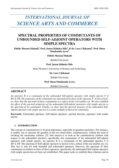 Pdf Spectral Properties Of Commutants Of Unbounded Self Adjoint