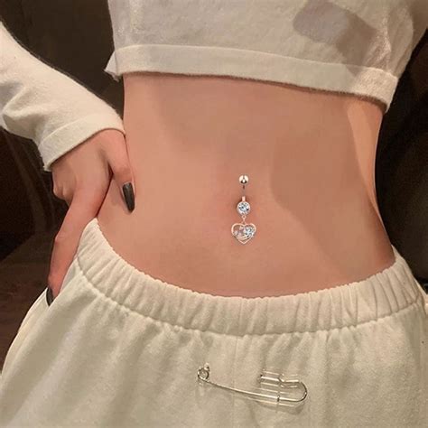 Crystal Heart Belly Button Ring Belly Ring Shinying Love Etsy Artofit