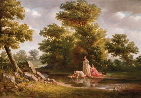 Lot Thomas Hill American 1829 1908 By The Stream Oil On Canvas