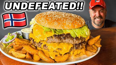 Norways Undefeated King Of All Burgers Triple Cheeseburger Challenge