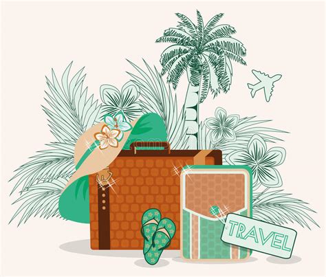 Summer Travel Pin Up Girl Vector Stock Vector Illustration Of