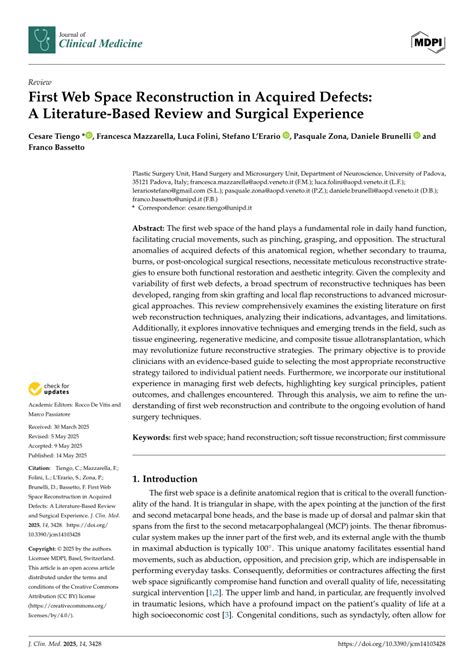 Pdf First Web Space Reconstruction In Acquired Defects A Literature Based Review And Surgical