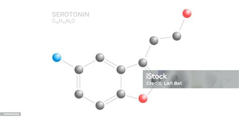 세로토닌 신경 전달 물질 분자 행복 호르몬 정신 건강 정서적 안정 만족 좋은 기분 및 인간 건강을 위해 세로토닌 균형을 유지합니다 골격 공식 Mental Wellbeing에