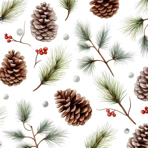 Christmas Pattern With Snowflake Pine Cones Fir Branches Christmas