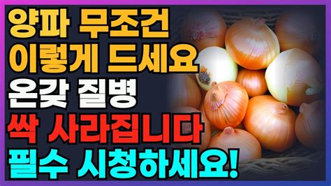 양파 무조건 드세요 몸 속 온갖 질병 사라집니다 L 양파효능 제대로 보기 위해선 무조건 이렇게 드세요 L 건강에 좋은 음식 L
