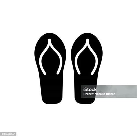 플립 플롭 아이콘입니다 여름 비치 슈즈의 벡터 그림입니다 실루엣 고무 슬리퍼의 흑백 그림 개인 장식품에 대한 스톡 벡터 아트 및