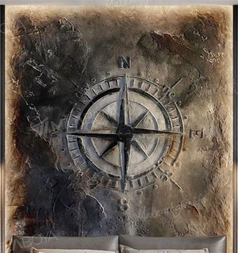 Compass Wall Mural For A Travel Inspired Bedroom