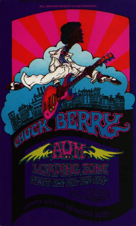 Chuck Berry Vintage Concert Poster From Fillmore West Sep 25 1969 At