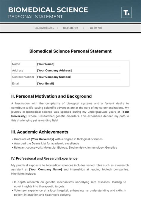 Free Biomedical Science Personal Statement Template To Edit Online