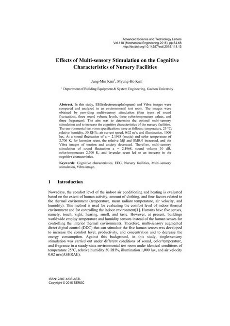 Pdf Effects Of Multi Sensory Stimulation On The Cognitive Proceedings