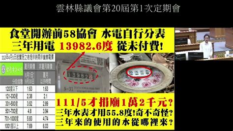 20230609 蔡孟真議員質詢雲縣府水林鄉蘇秦村長青食堂遭社團法人58金融仕家協會無預警停餐問題 雲林縣議會第20屆第1次定期會
