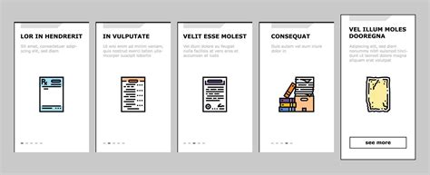 Paper Document Office Note Page Onboarding Icons Set Vector 21164886