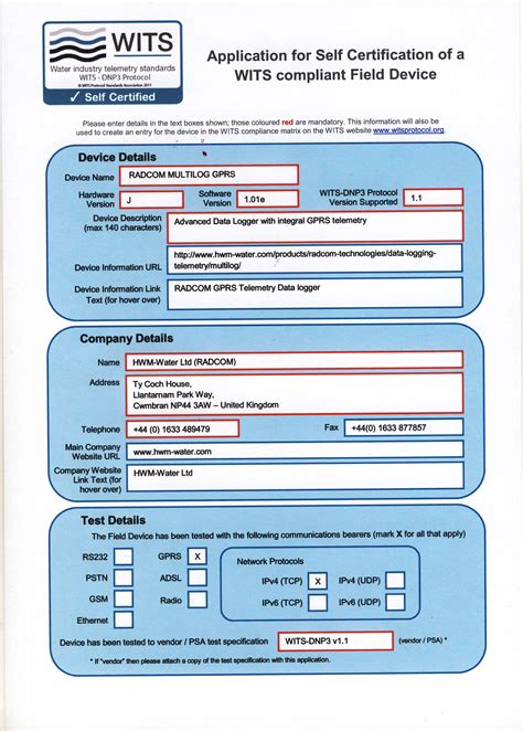 Wits Protocol Device Catalogue