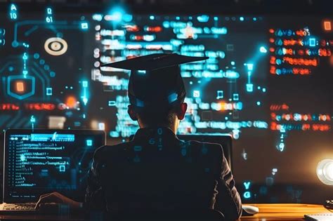 Graduate Programmer Analyzing Code With Digital Visualizations Premium AI Generated Image