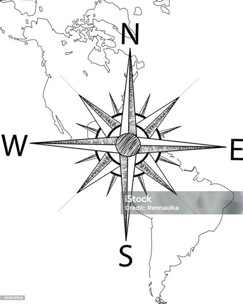 Vector Compass On The Map Of America Stock Illustration Download