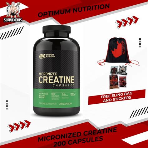 Optimum Nutrition Micronized Creatine Capsules With Free Sling Bag And Stickers Lazada Ph