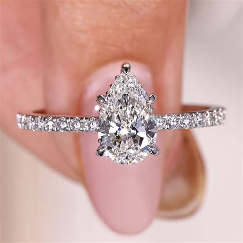 Hidden Halo Pear Cut Engagement Ring