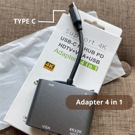 Jual Converter Adapter USB TYPE C TO HUB PD TYPE C HDMI VGA USB 3 0 4 IN 1 Shopee Indonesia