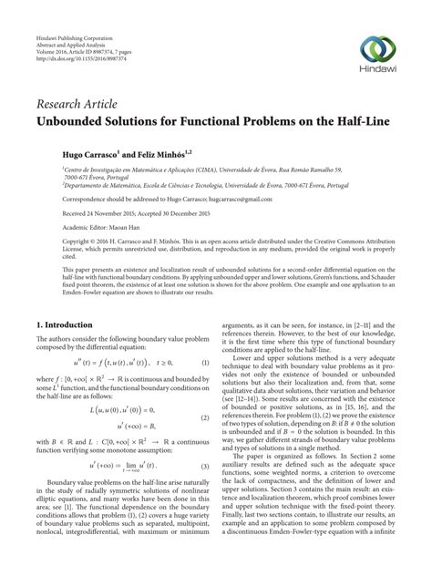 Pdf Unbounded Solutions For Functional Problems On The Half Line