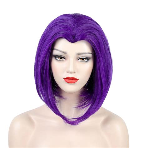 Purple Wig Short Bob Wigs For Women 12inch Heat Middle Part Straight
