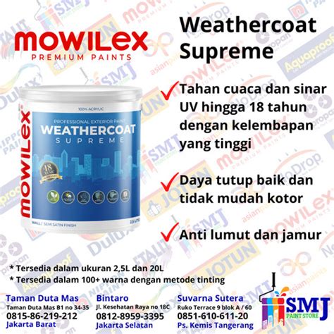 Jual Cat Tembok Eksterior Mowilex Weathercoat Supreme Tinting 2 5l