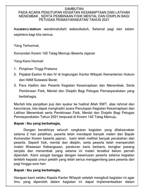 Sambutan Penutupan Pdf