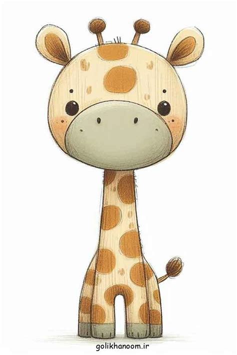 نقاشی زرافه 2024؛ با طرح های آسان برای کودکان با مداد رنگی جهت ایده و
