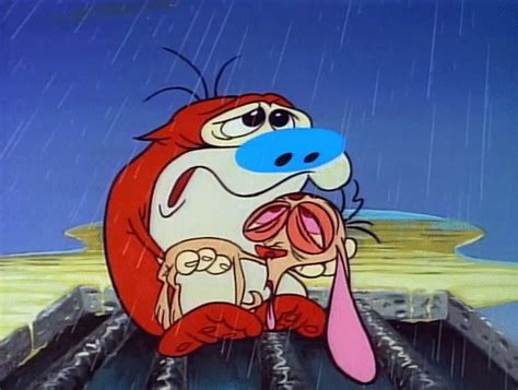 Ren And Stimpy Sad And Alone In The Rain By Rabbatronexplorer On