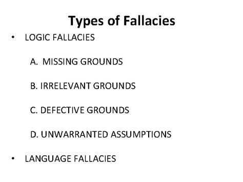 Fallacious Reasoning Types Of Fallacies Types Of Fallacies