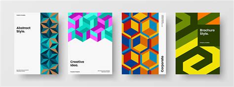 밝은 모자이크 육각형 잡지 표지 템플릿 구성입니다 트렌디한 광고지 A4 벡터 디자인 일러스트 세트 0명에 대한 스톡 벡터 아트 및 기타 이미지 Istock