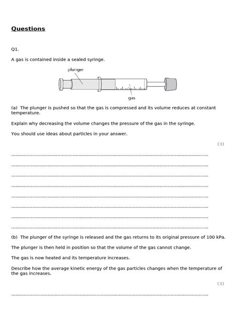 Igcse 91 Solids Liquids Gases Qp Pdf Gases Pressure