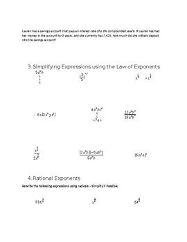 Exponential Functions Review By Mrs Williams324 TPT
