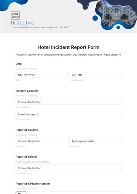 Free Hotel Incident Report Form Template To Edit Online