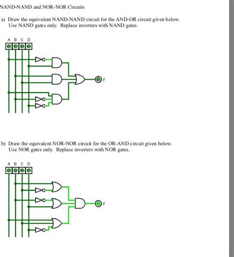 Solved Nand Nand And Nor Nor Circuits A Draw The
