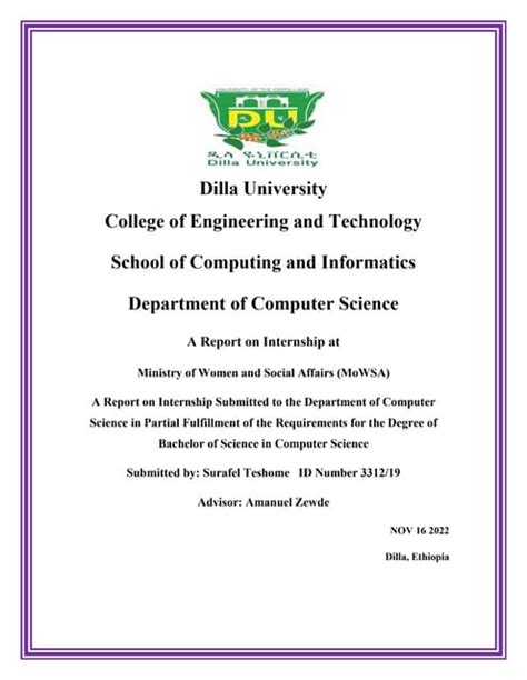 Computer Science Internship Report Docx